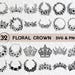 Floral Crown Svg Bundle, Floral Crown Silhouette, Floral Crown Clipart ...