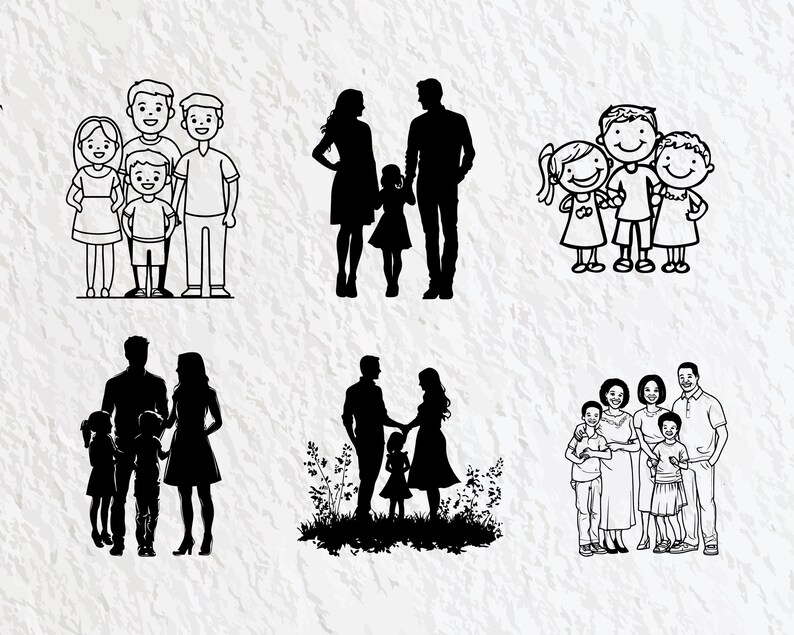 Family Svg Bundle, Family Silhouette, Family Clipart Png, Family ...