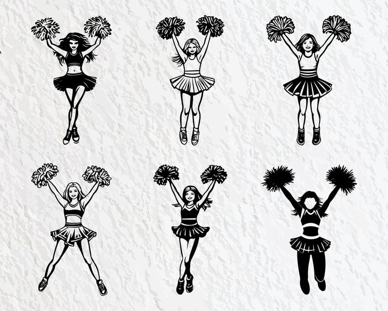 Cheerleader SVG Bundle: Silhouette, Clipart, Logo (PNG, SVG, Vector ...