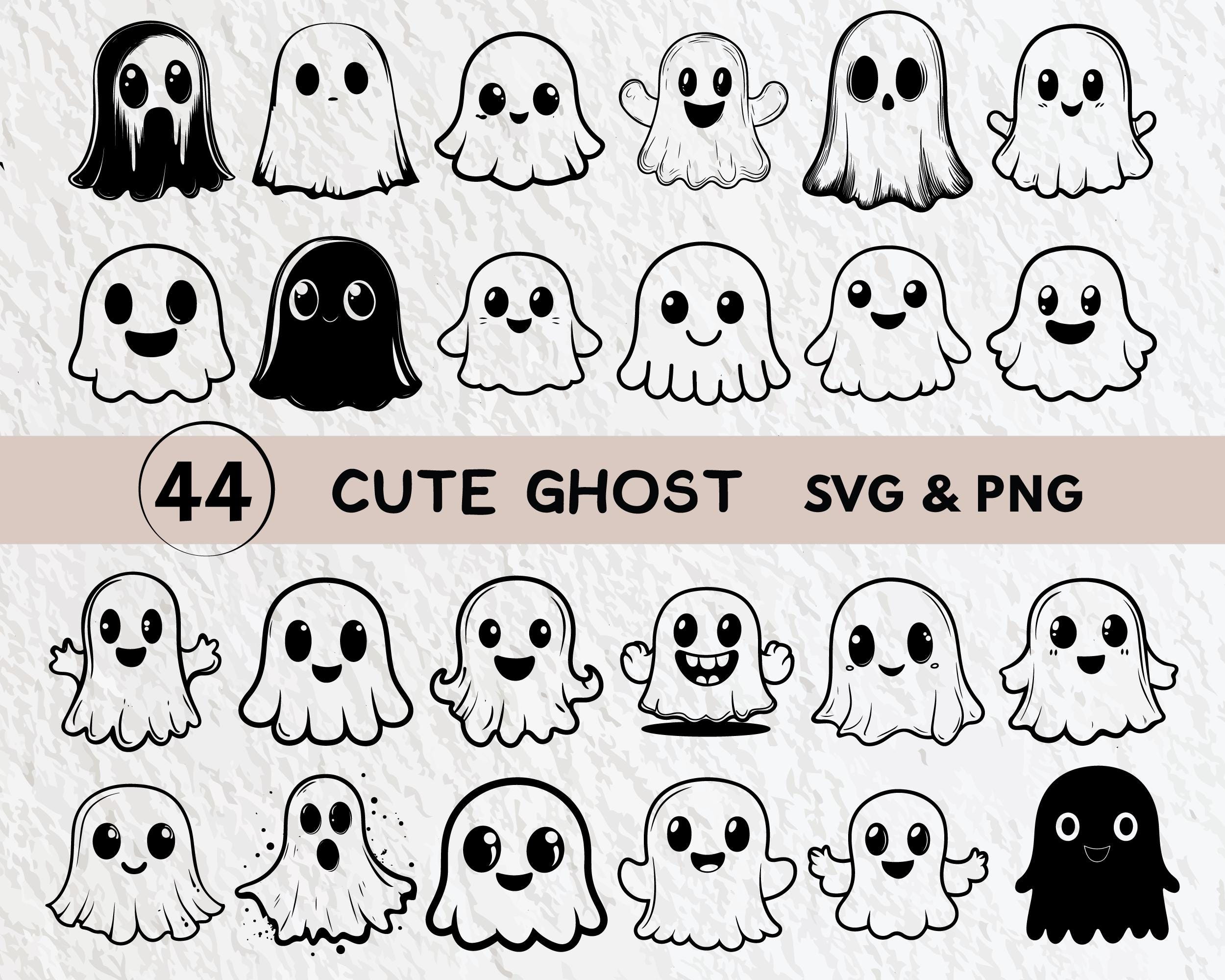 Cute Ghost Svg Bundle, Cute Ghost Silhouette, Cute Ghost Clipart, Cute ...