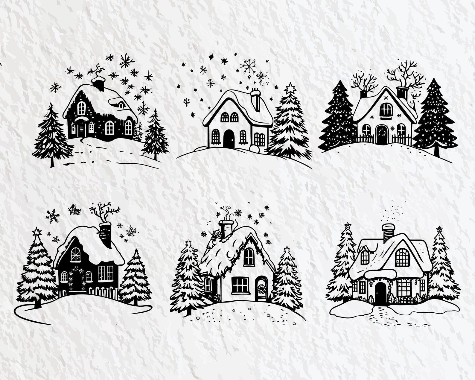 Christmas House SVG Bundle: Winter Village Clipart (PNG, Cricut) - Etsy