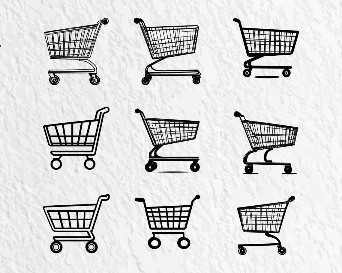 Shopping Cart Svg Bundle, Shopping Cart Silhouette, Shopping Cart ...