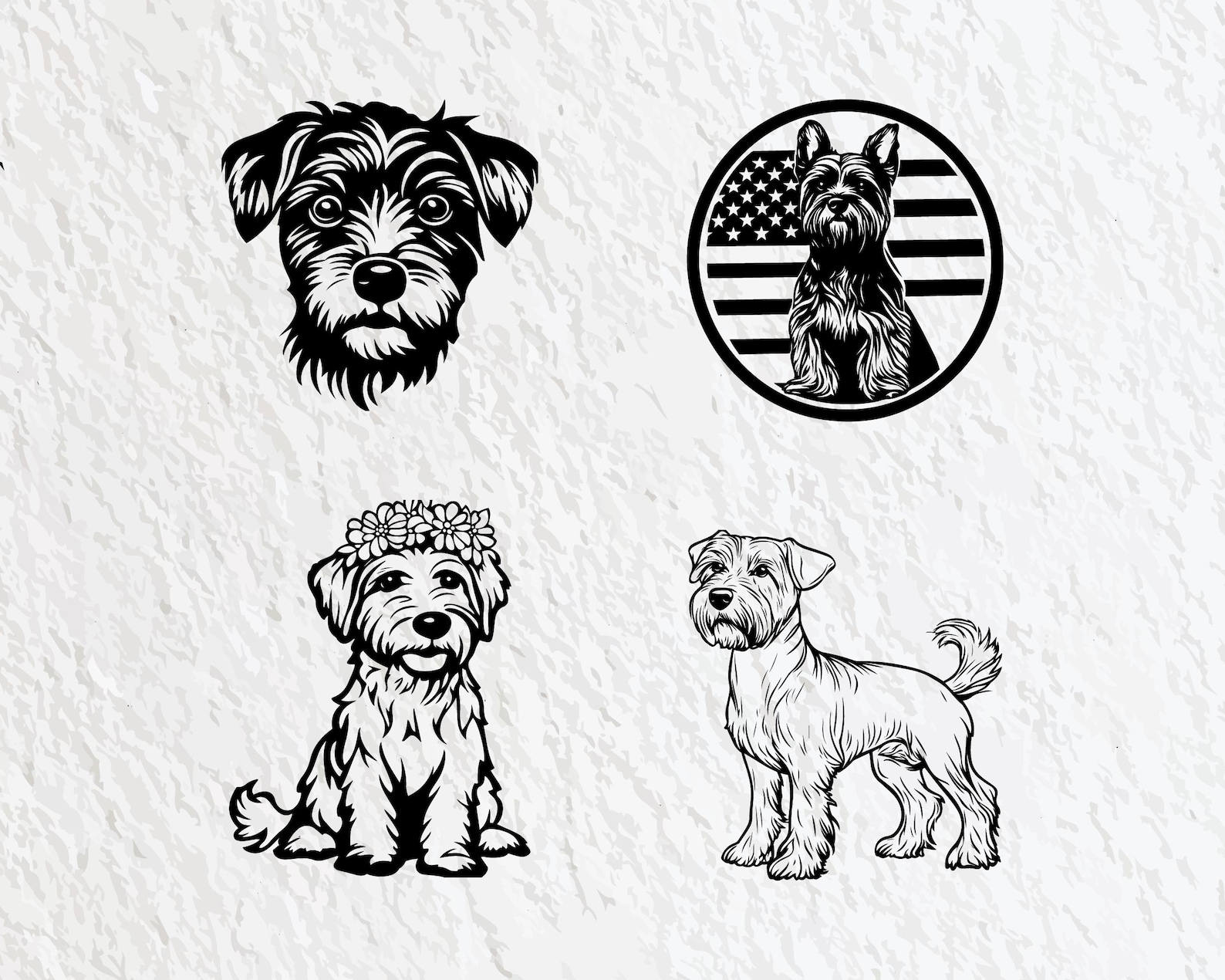 Schnoodle Dog SVG Bundle: Silhouette Clipart, Vector Logo (PNG Files ...