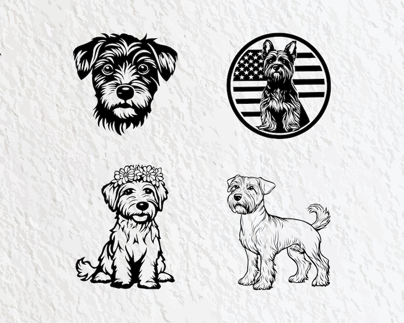Schnoodle Dog SVG Bundle: Silhouette Clipart, Vector Logo (PNG Files ...