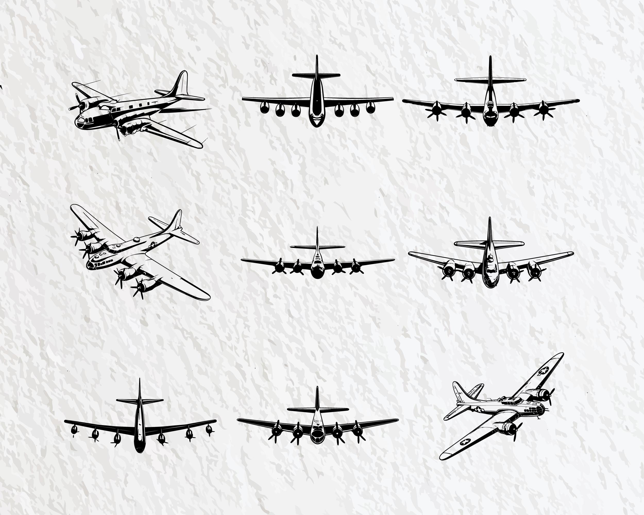 Bomber Airplane SVG Bundle: Silhouette Clipart, Vector Logo (PNG ...