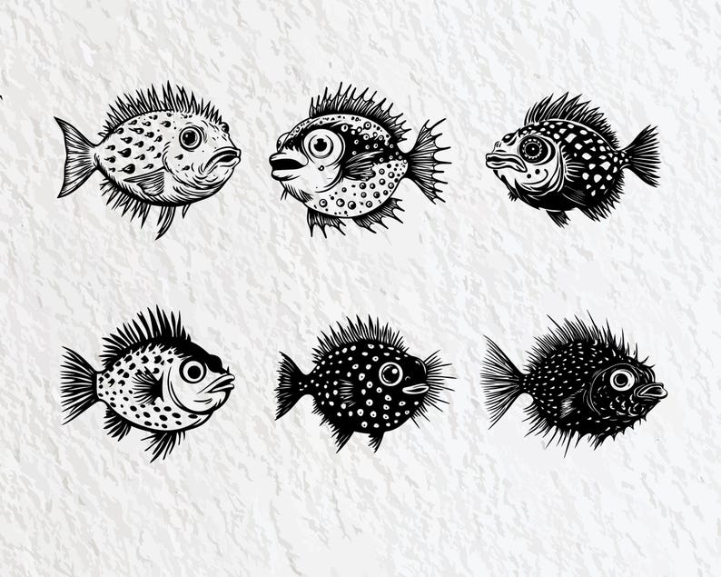 Pufferfish Fish Svg Bundle, Pufferfish Silhouette, Pufferfish Clipart ...