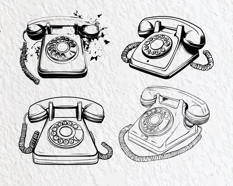 Rotary Dial Telephone SVG Bundle: Classic Phone Clipart, Vector Icon ...