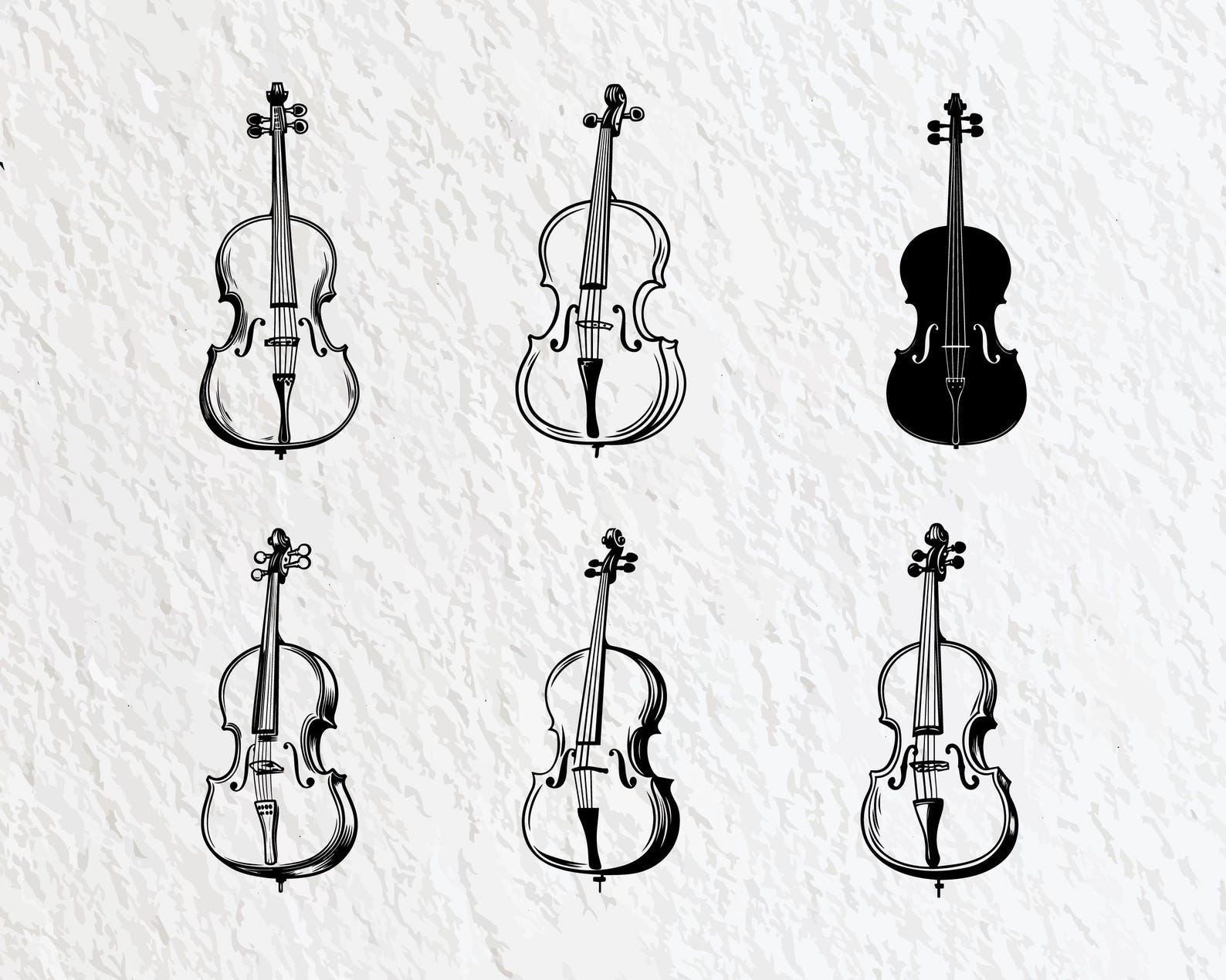 Cello SVG Bundle: Silhouette Clipart, Cricut Cut Files (digital ...
