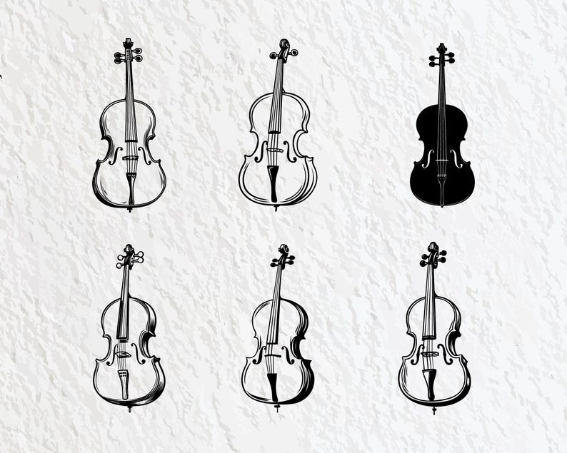 Cello SVG Bundle: Silhouette Clipart, Cricut Cut Files (digital ...