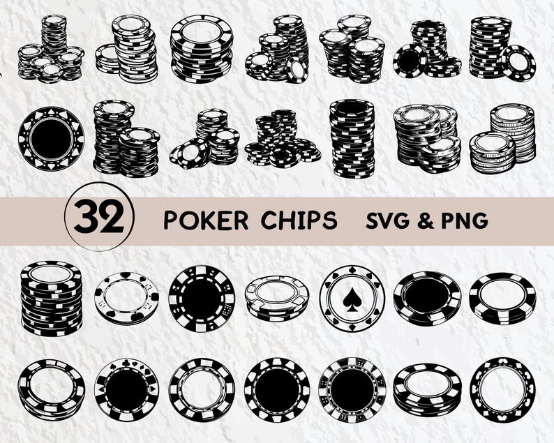 Poker Chips Silhouette: Vector Art, Cricut Cut Files (SVG, PNG) - Etsy