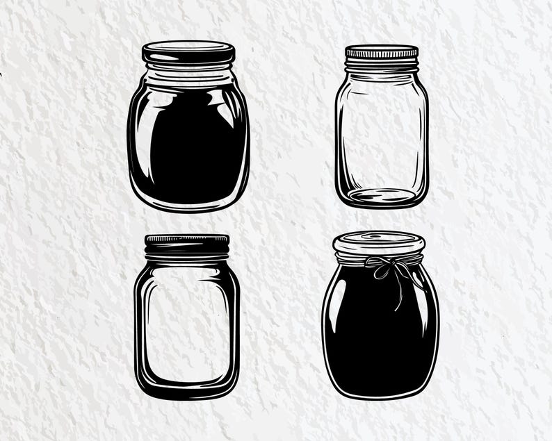 Jar Svg Bundle: Silhouette Clipart, Cricut Cut Files (PNG, Vector) - Etsy