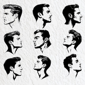 Man Face Silhouette Vector Bundle: SVG, PNG, Cricut Cut Files - Etsy