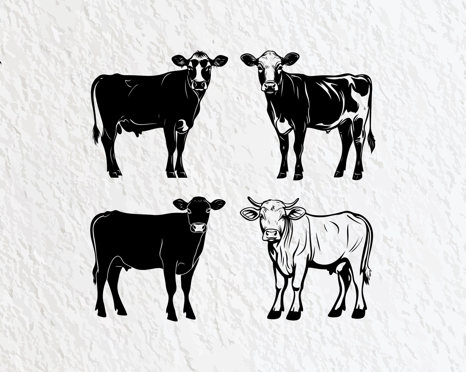 Cow SVG Bundle: Farm Silhouette Clipart (PNG, Vector) - Etsy