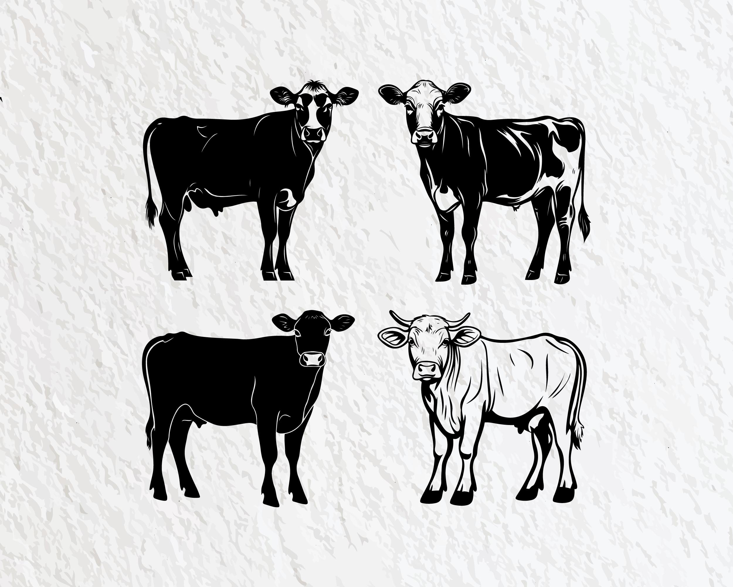Cow SVG Bundle: Farm Silhouette Clipart (PNG, Vector) - Etsy