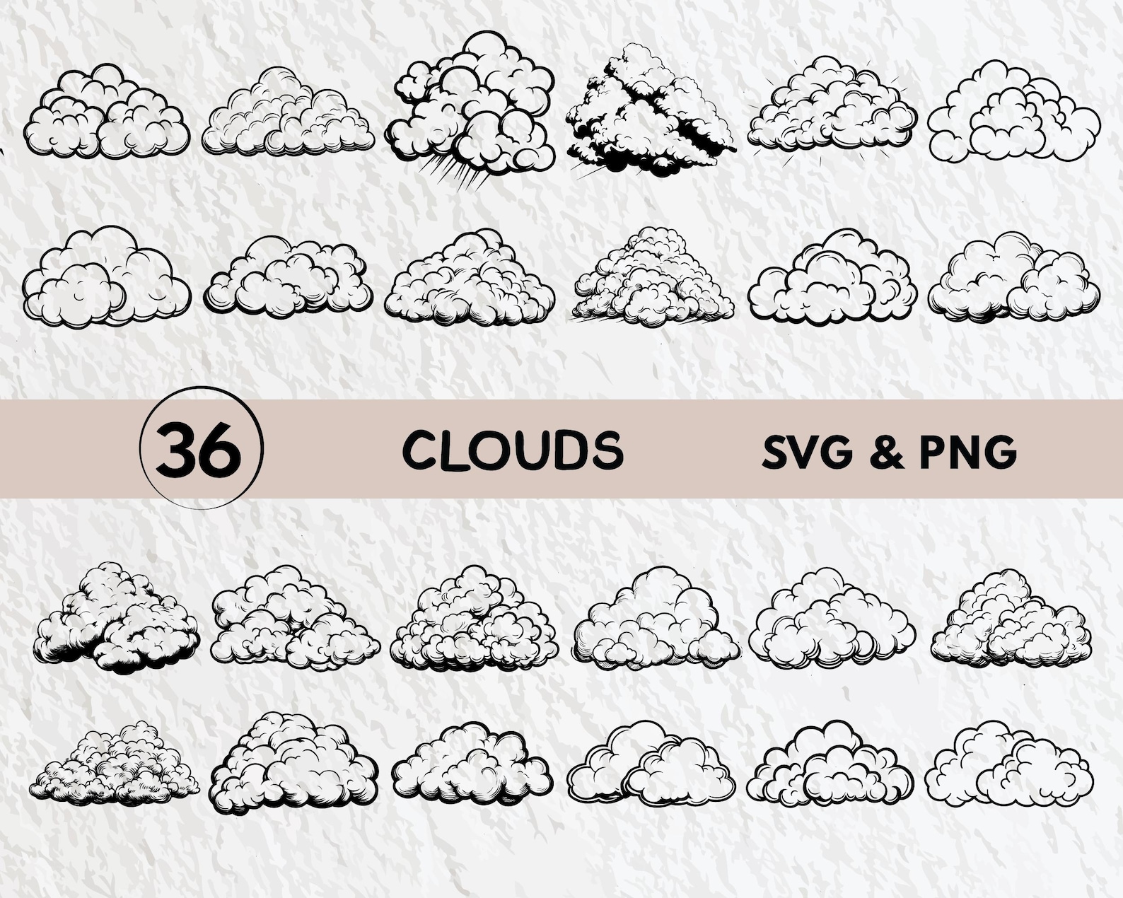 Clouds Svg Bundle, Clouds Silhouette, Clouds Clipart Png, Clouds ...
