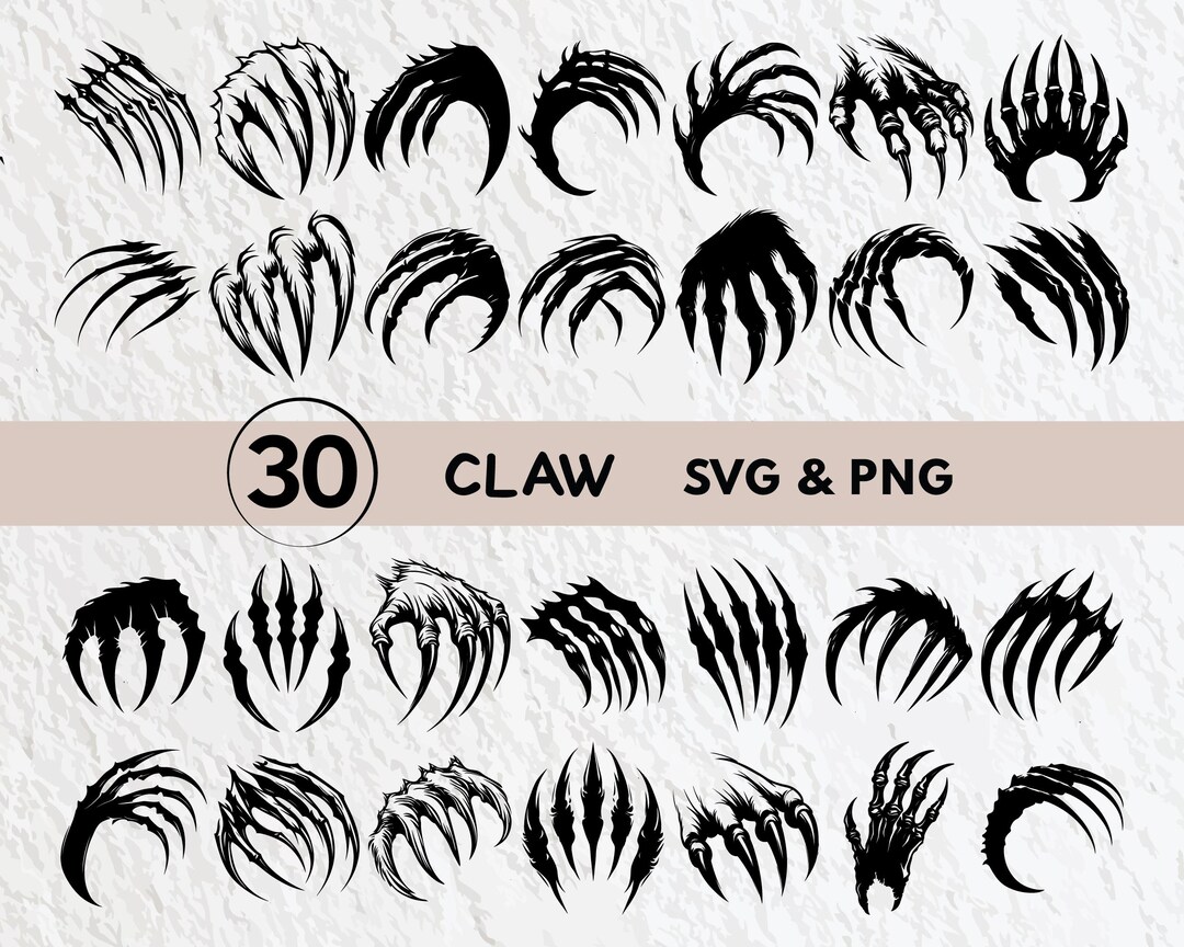 Claw Svg Bundle, Claw Silhouette, Claw Clipart Png, Claw Outline, Claw ...