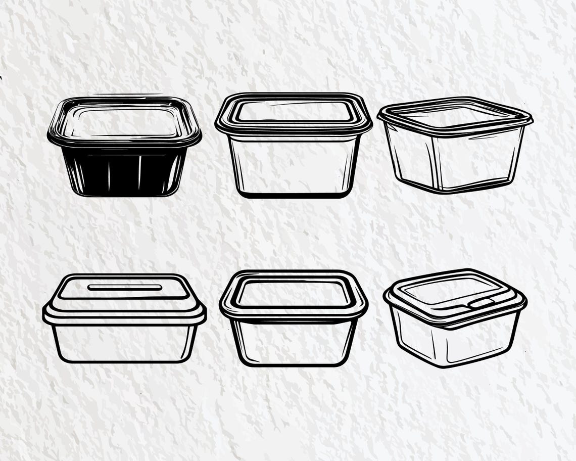 Plastic Food Container SVG Bundle: Clipart, Silhouette, Logo (PNG, SVG ...