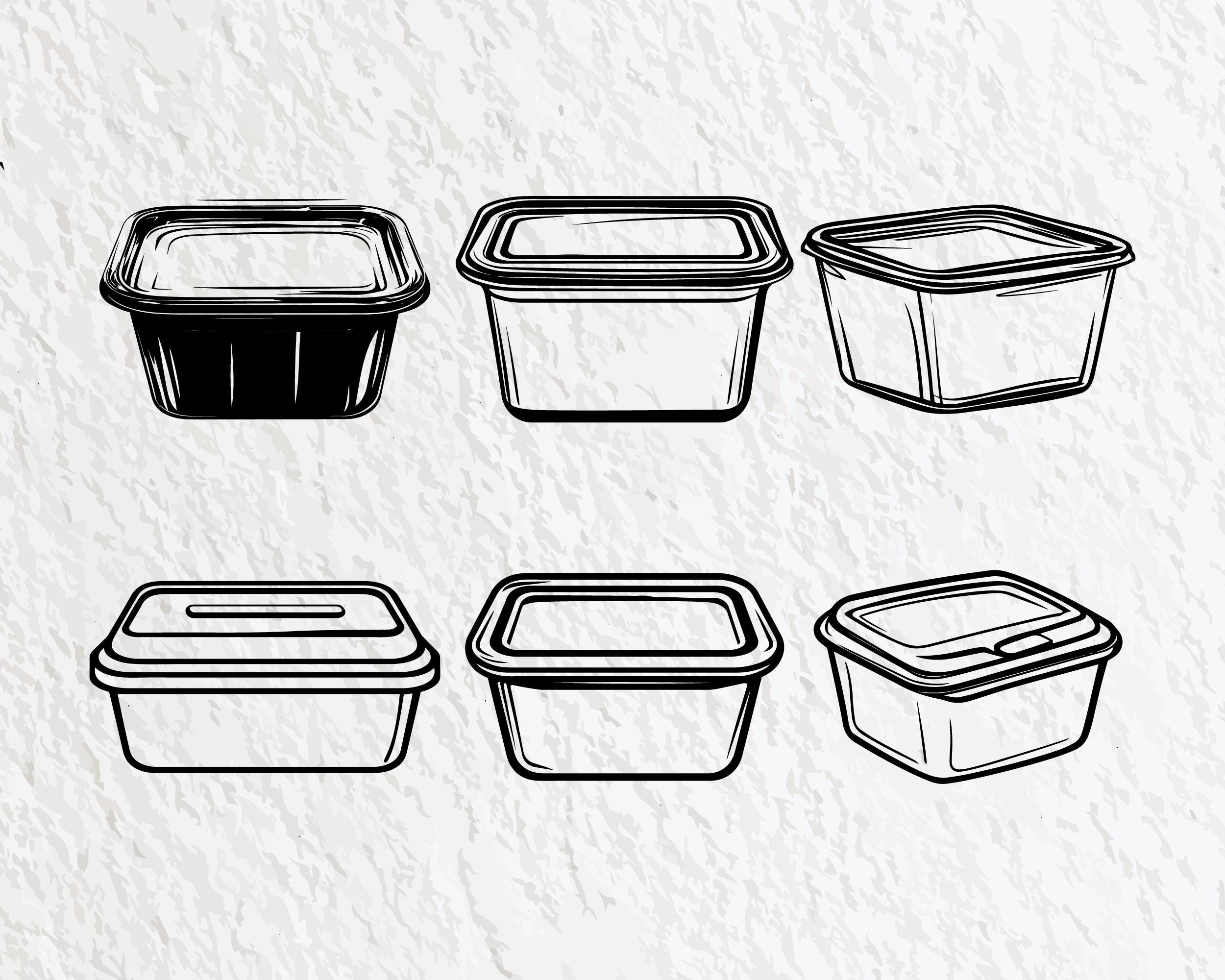 Plastic Food Container SVG Bundle: Clipart, Silhouette, Logo (PNG, SVG ...