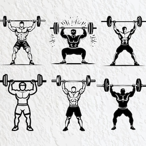 Weight Lifting SVG Bundle: Silhouette Clipart, Logo Icon (digital ...