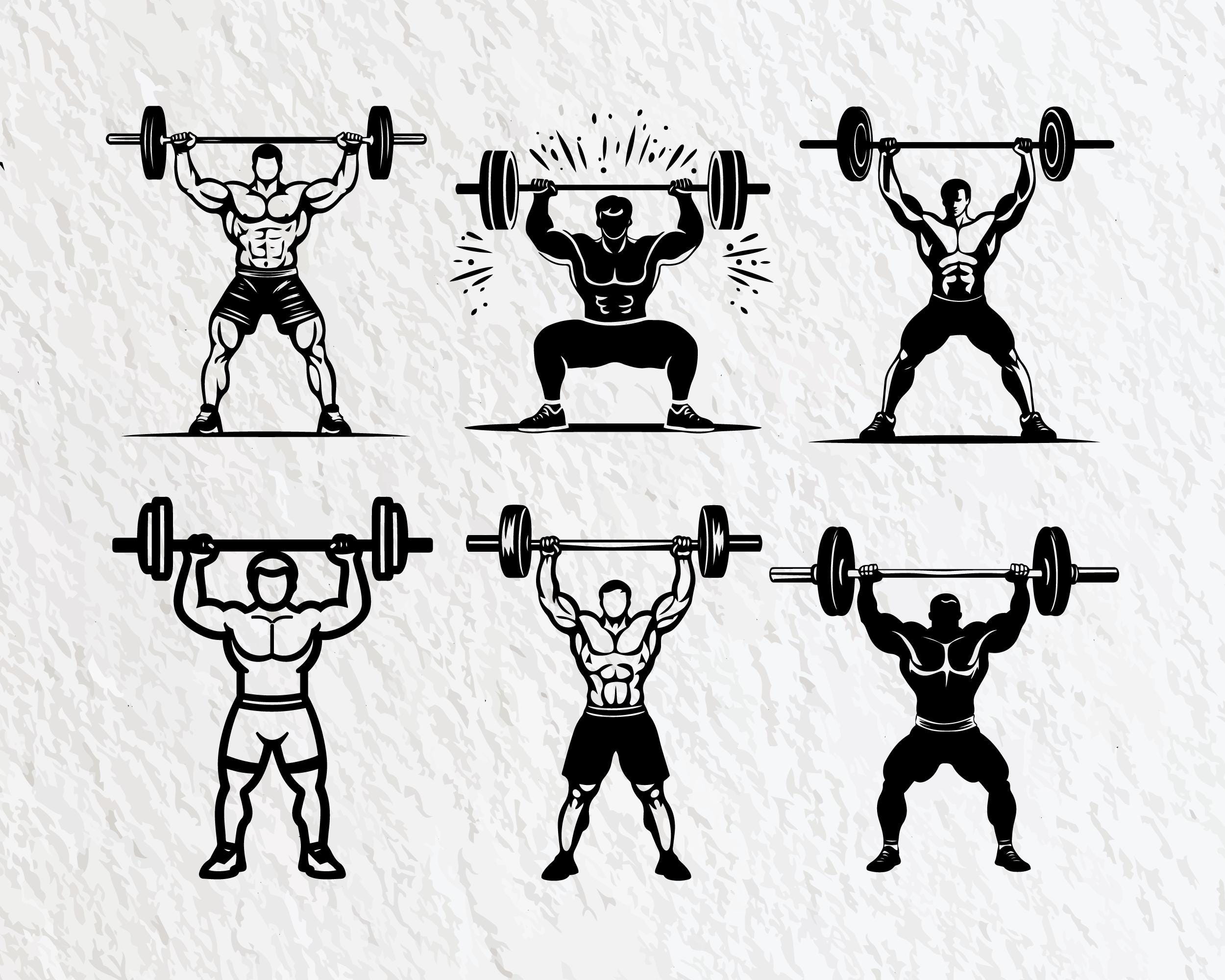 Weight Lifting SVG Bundle: Silhouette Clipart, Logo Icon (digital ...