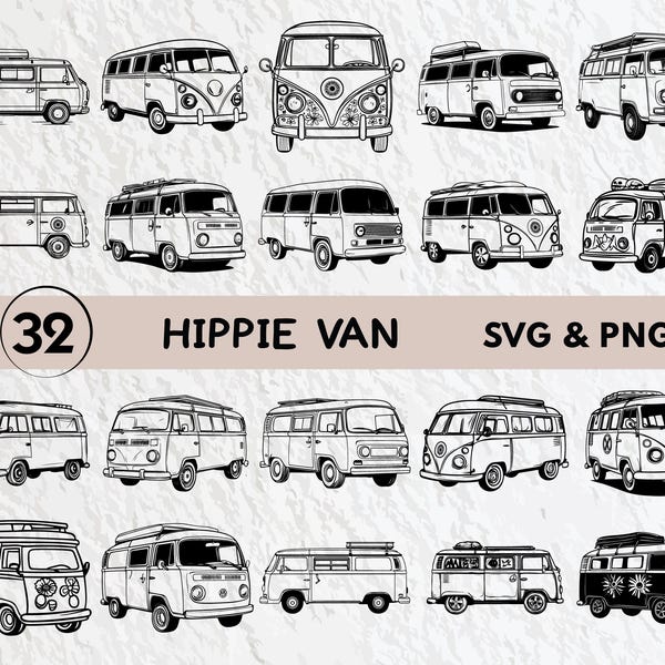 Hippie Van Svg - Etsy
