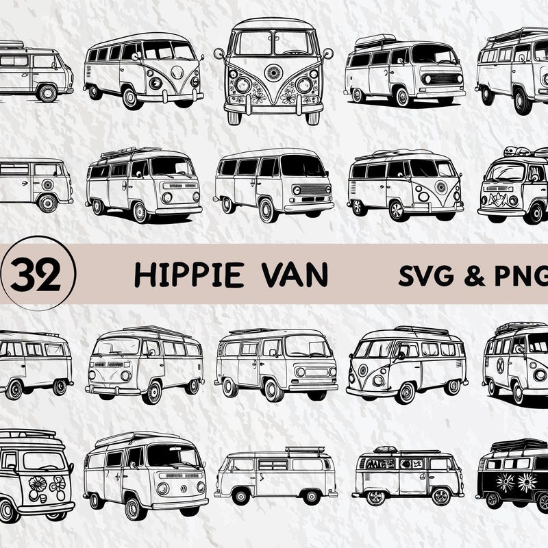 Hippie Van Clipart - Etsy
