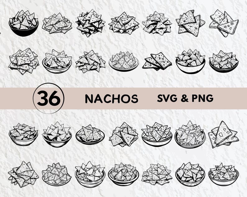 Nachos Svg Bundle, Nachos Silhouette, Nachos Clipart Png, Nachos ...