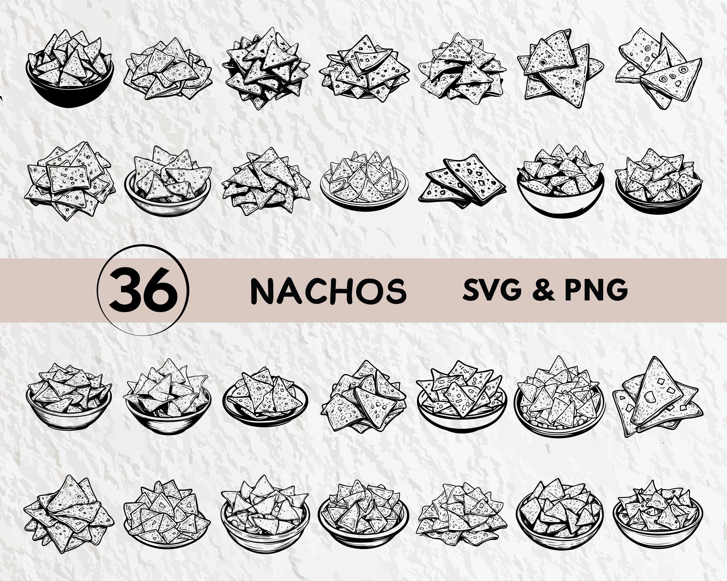Nachos SVG Bundle: Clipart, Silhouette, Vector (PNG, Cut Files for ...