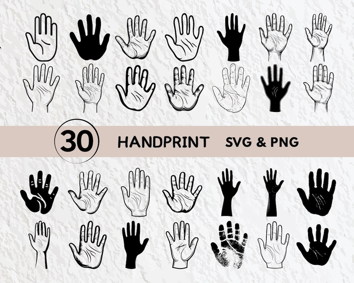 Handprint Svg Bundle, Handprint Silhouette, Handprint Clipart Png ...