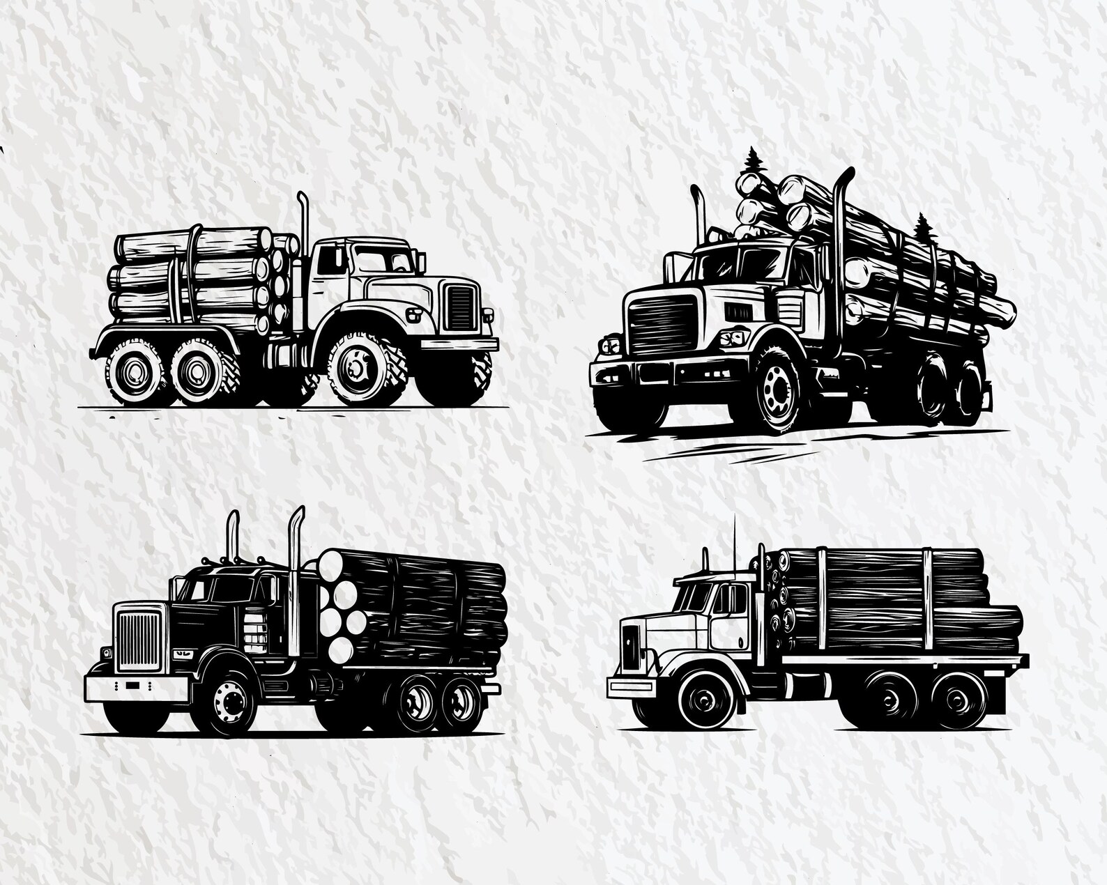 Logging Truck Svg Bundle, Logging Truck Silhouette, Logging Truck ...