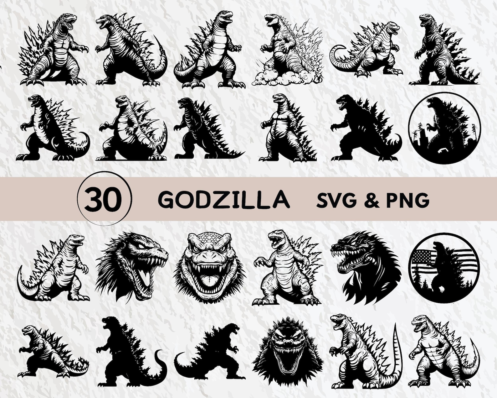 Godzilla Svg Bundle, Godzilla Silhouette, Godzilla Clipart, Godzilla ...