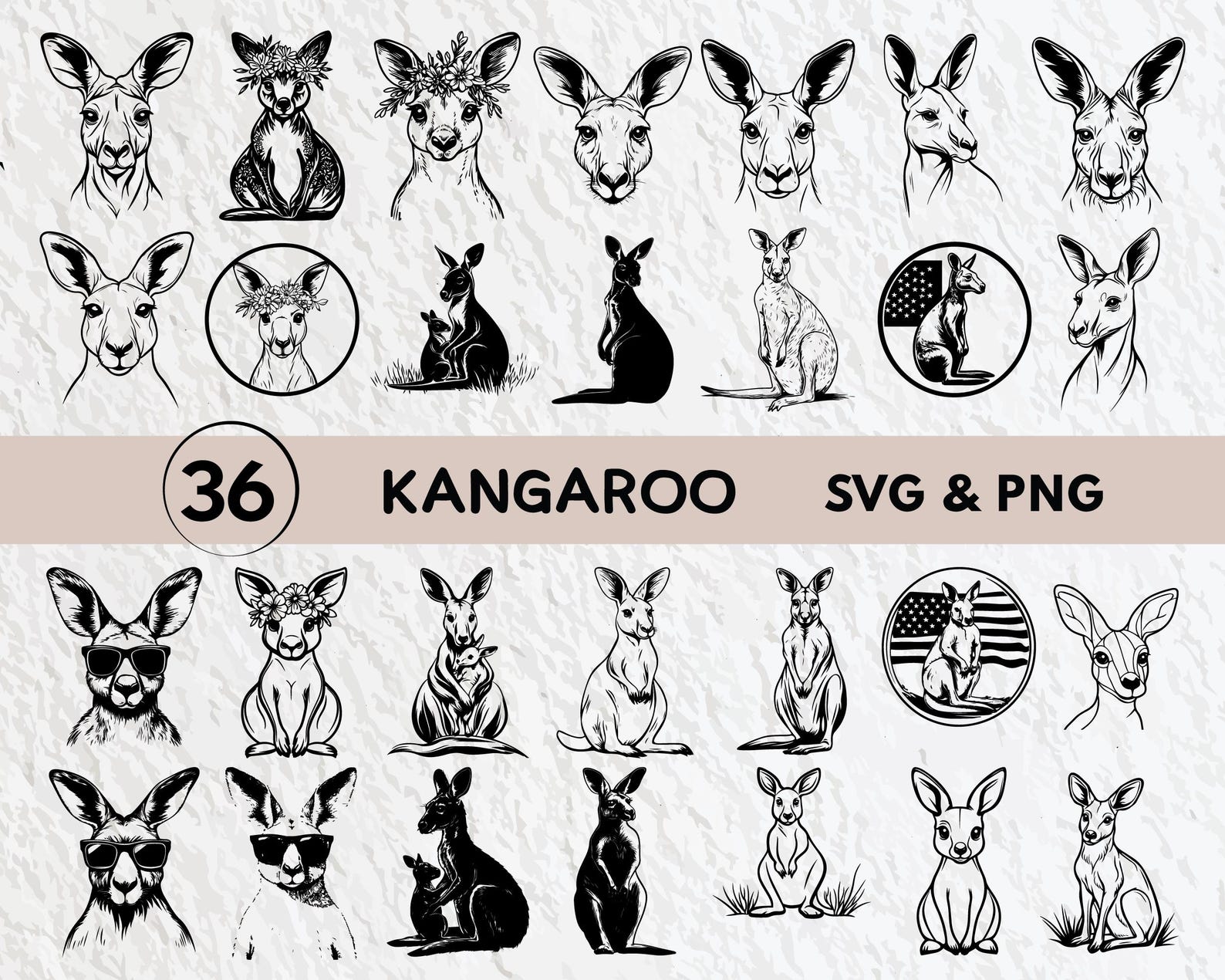 Kangaroo Svg Bundle, Kangaroo Silhouette, Kangaroo Clipart Png ...