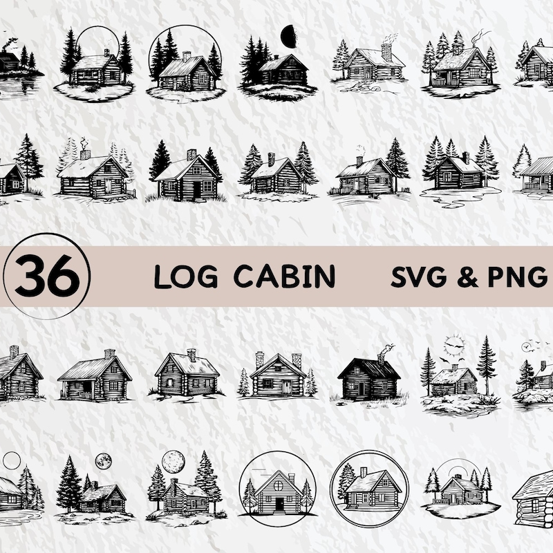Winter Cabin Silhouette - Etsy