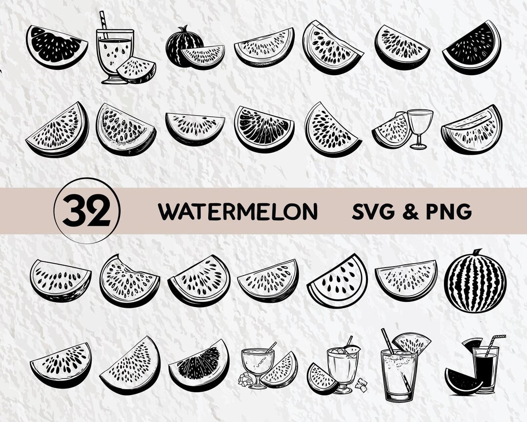 Watermelon Svg Bundle, Watermelon Silhouette, Watermelon Clipart Png ...