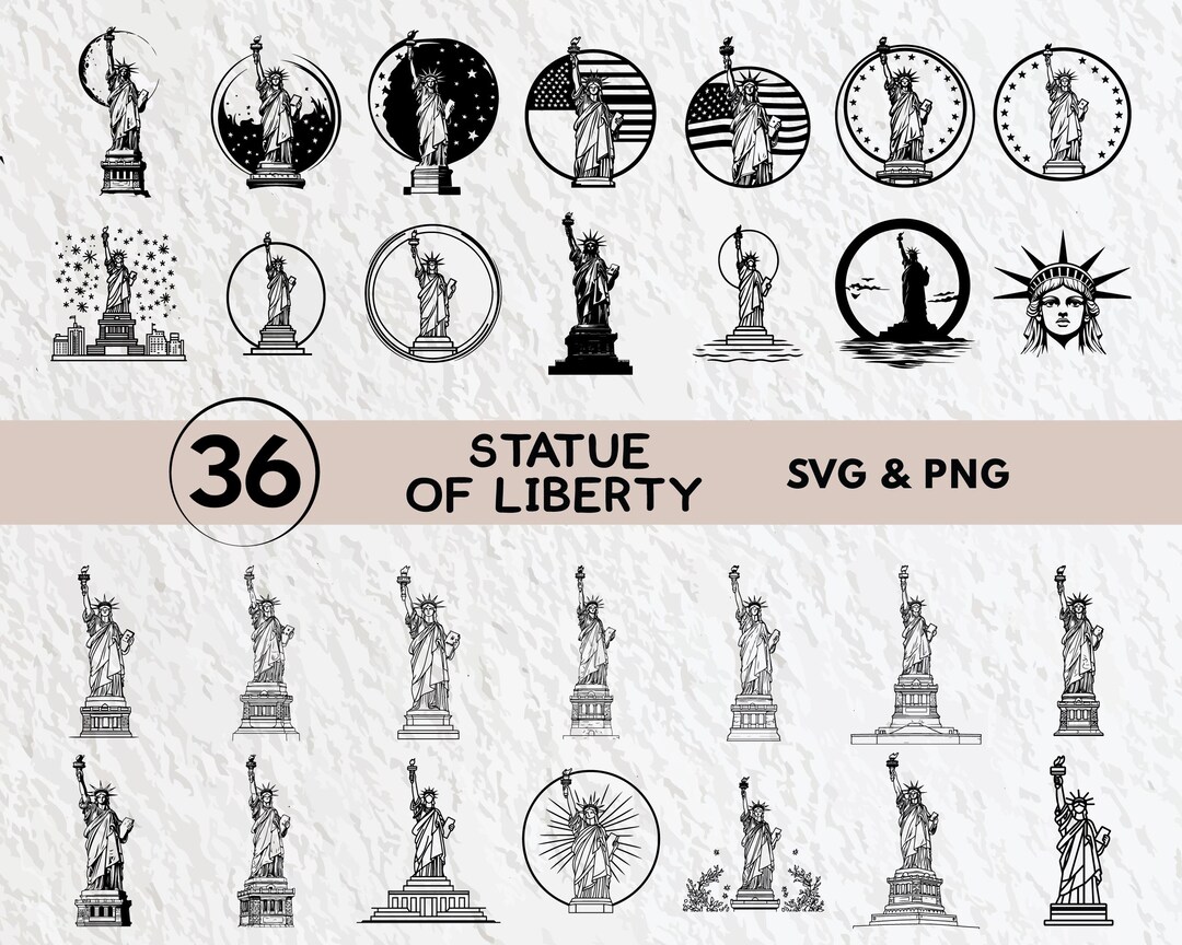 Statue of Liberty SVG Bundle: Silhouette Clipart, Vector Logo (digital ...