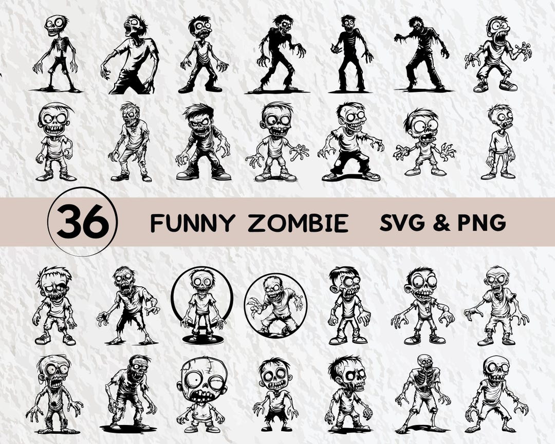 Funny Zombie Svg Bundle, Funny Zombie Silhouette, Funny Zombie Clipart ...