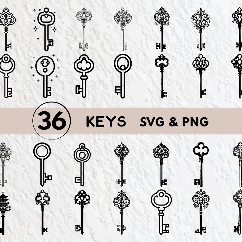 Skeleton Key Clipart - Etsy