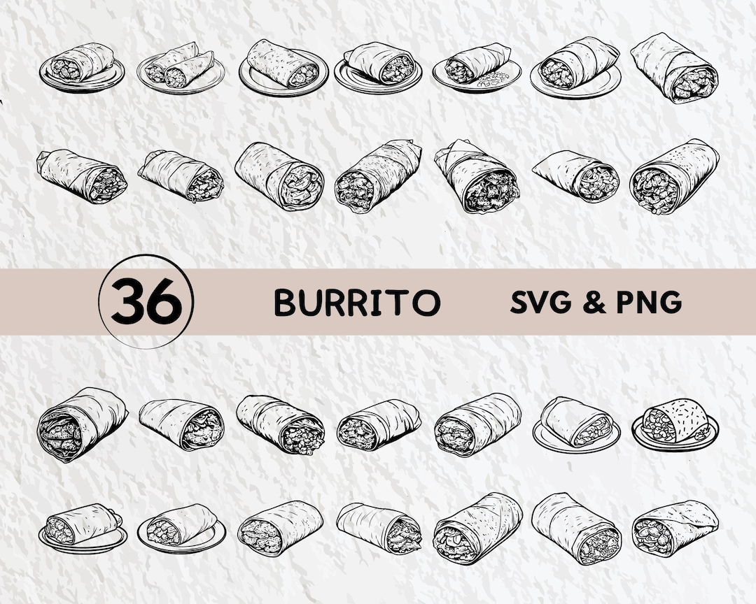 Burrito Svg Bundle, Burrito Silhouette, Burrito Clipart Png, Burrito ...