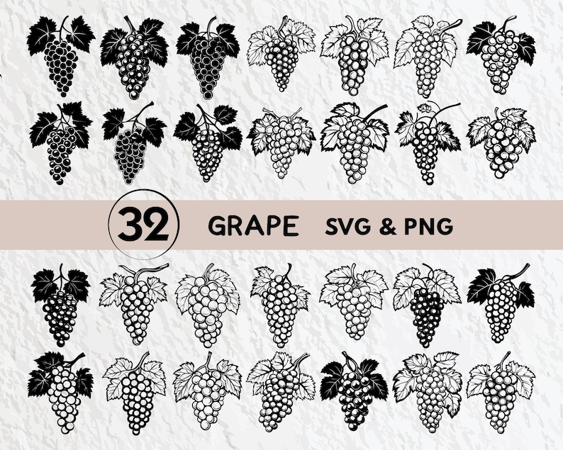 Grape Svg Bundle, Grape Silhouette, Grape Clipart Png, Grape Outline ...