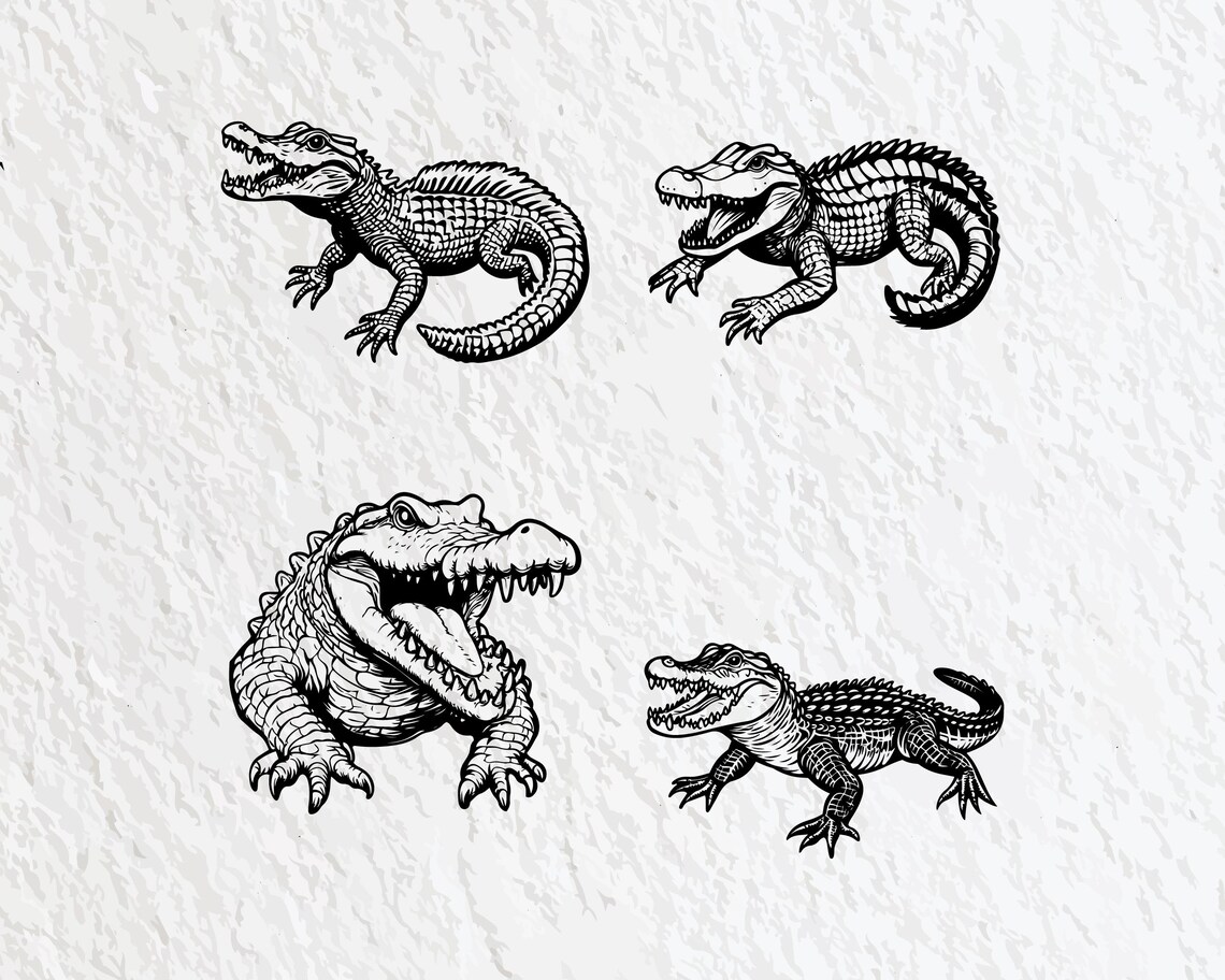 Crocodile SVG Bundle: Silhouette Clipart, Logo Icon Decal (PNG, Vector ...