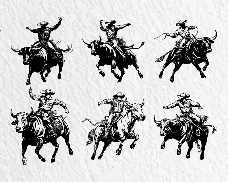Bull Riding Svg Bundle, Bull Riding Silhouette, Bull Riding Clipart Png ...
