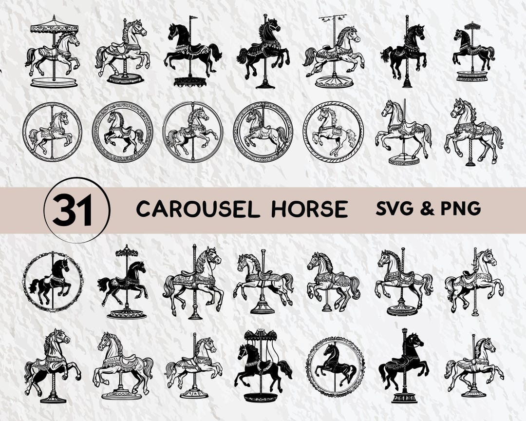 Carousel Horse Svg Bundle, Carousel Horse Silhouette, Carousel Horse ...
