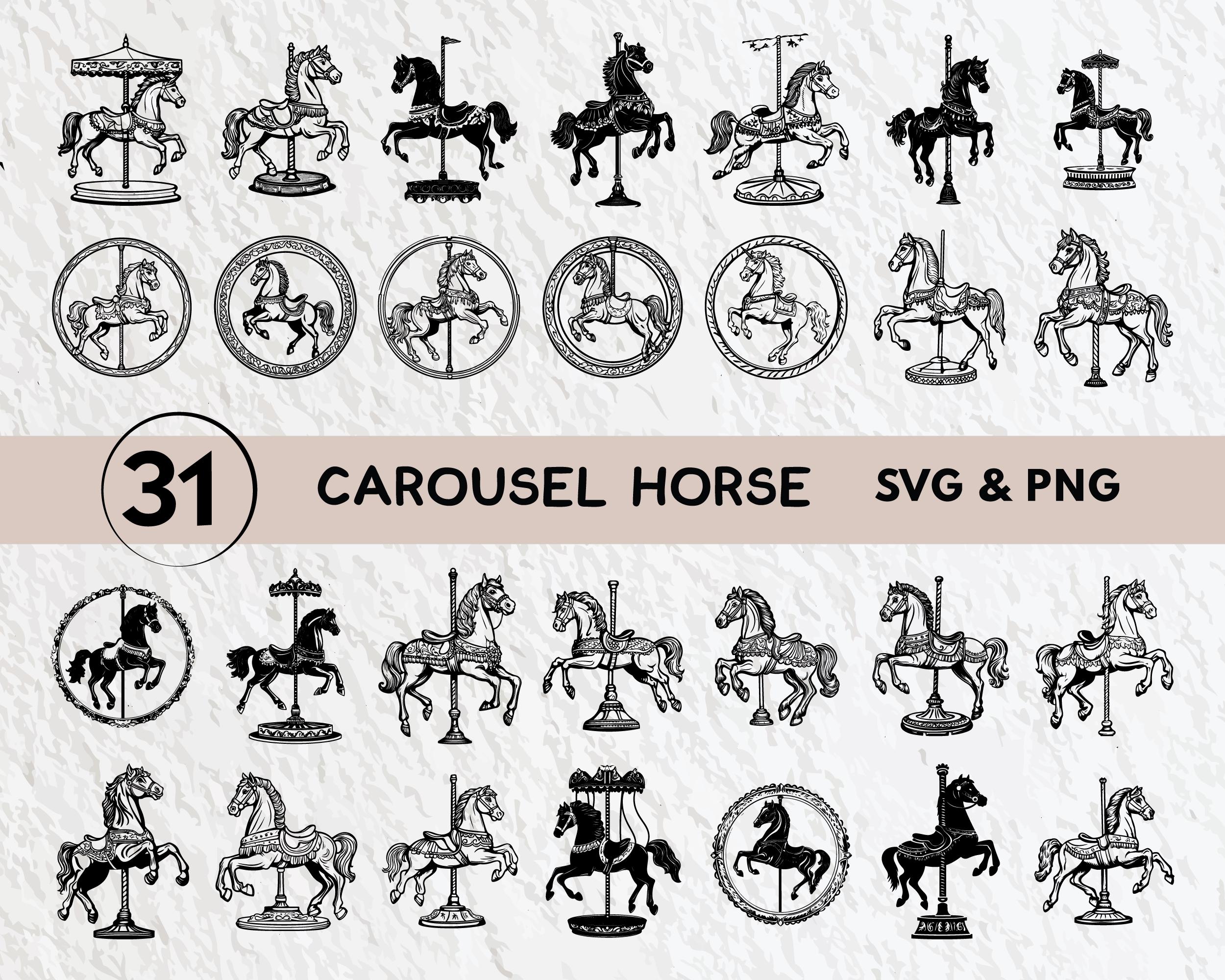 Carousel Horse Svg Bundle, Carousel Horse Silhouette, Carousel Horse ...