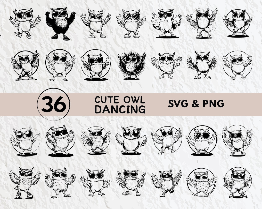 Cute Owl Dancing Svg Bundle, Cute Owl Dancing Silhouette, Cute Owl ...