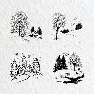 Winter Scene SVG Bundle: Holiday Clipart, Logo Icon Decals (PNG, SVG ...