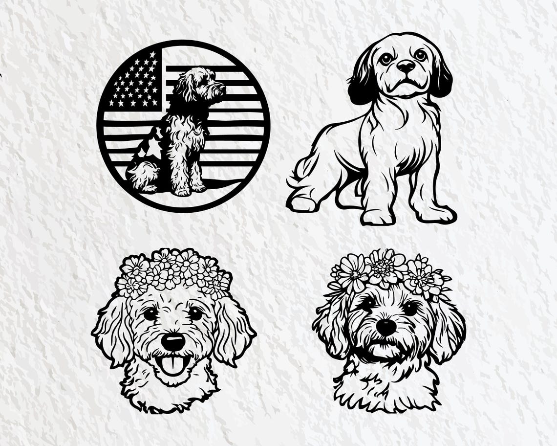 Cavapoo Dog Svg Bundle, Cavapoo Dog Silhouette, Cavapoo Dog Clipart Png ...