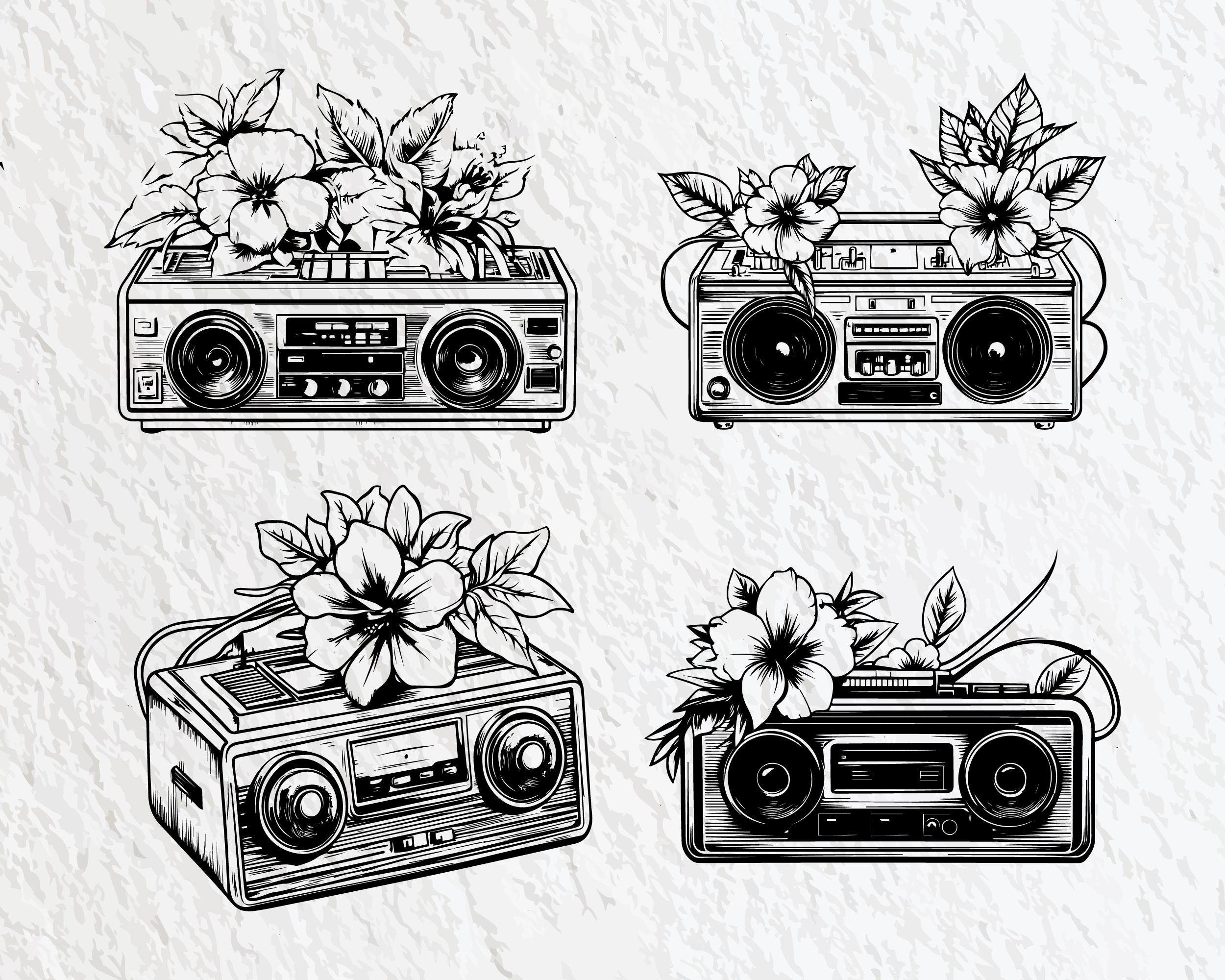 Vintage Boombox Svg Bundle, Vintage Boombox Silhouette, Vintage Boombox ...