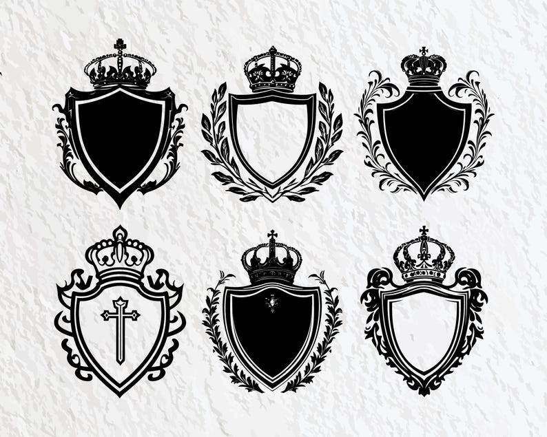 Royal Shield Svg Bundle, Royal Shield Silhouette, Royal Shield Clipart ...