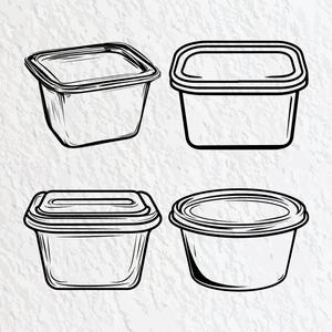 Plastic Food Container SVG Bundle: Clipart, Silhouette, Logo (PNG, SVG ...