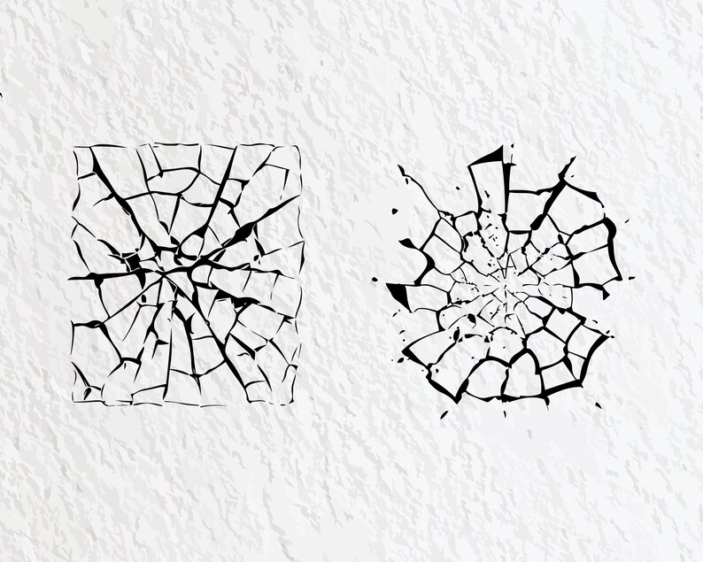 Shattered Glass Silhouette Bundle, Shattered Glass Vector, Shattered ...